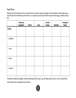 Fillable Online Keeping track of the foods you eat is an important tool ...