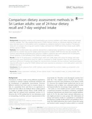 Fillable Online Comparison dietary assessment methods in Fax Email ...
