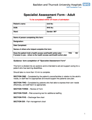 Fillable Online Specialist Assessment Form - Adult Fax Email Print ...