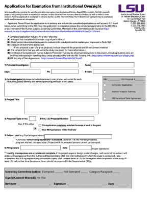 Fillable Online sites01 lsu IRB Exemption Application Fax Email Print ...