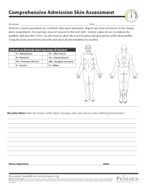 Fillable Online Comprehensive Admission Skin Assessment Fax Email Print ...
