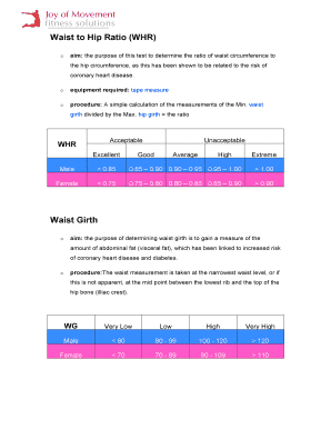 Fillable Online Waist to Hip Ratio (WHR) Fax Email Print - pdfFiller