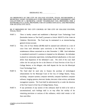 AN ORDINANCE OF THE CITY OF COLLEGE STATION, TEXAS, ESTABLISHING A ...