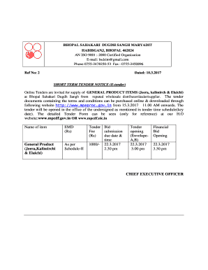 Fillable Online SHORT TERM TENDER NOTICE (E-tender) Fax Email Print ...