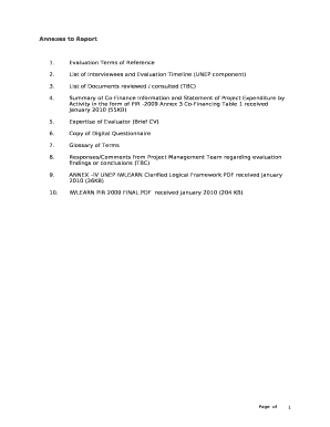 Annexes to Report Doc Template | pdfFiller