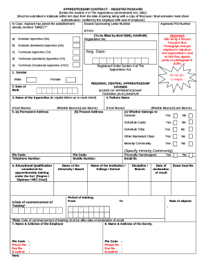 APPRENTICESHIP CONTRACT REGISTRATIONCARD Doc Template | pdfFiller