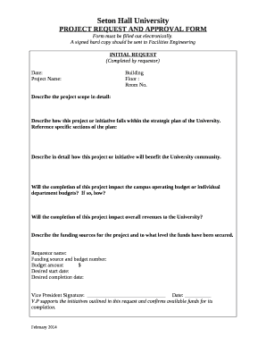 PROJECT REQUEST AND APPROVAL - www13 shu Doc Template | pdfFiller