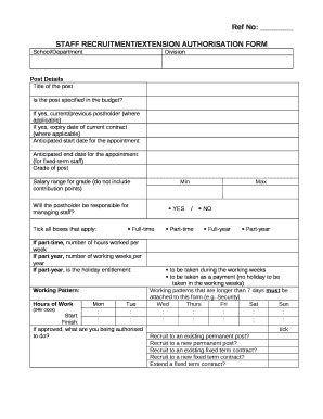 STAFF RECRUITMENT/EXTENSION AUTHORISATION Doc Template | pdfFiller