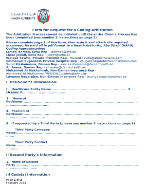 for Request for a Coding Arbitration Doc Template | pdfFiller