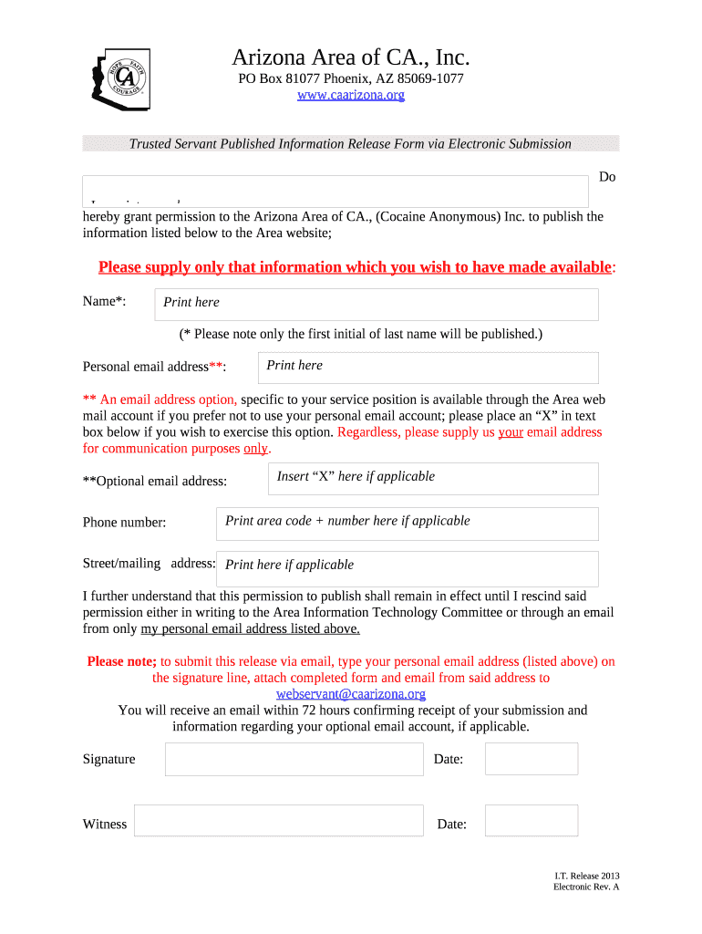 Trusted Servant Published Ination Release via Electronic Submission Doc Template | pdfFiller
