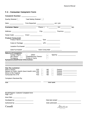 4 Consumer Complaint - www1 agric gov ab Doc Template | pdfFiller