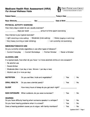 Fillable Online Medicare Health Risk Assessment (HRA) Fax Email Print ...
