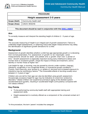 Fillable Online Height assessment 2-5 years Fax Email Print - pdfFiller