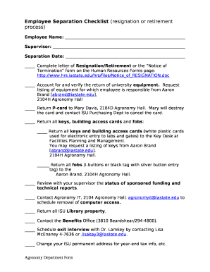 Employee Separation Checklist (resignation or retirement process) Doc ...
