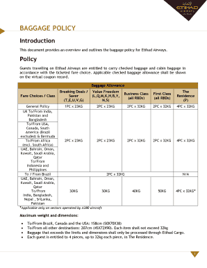 Fillable Online BAGGAGE POLICY Fax Email Print - pdfFiller