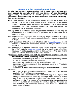 Annex 4 - Acknowledgment Doc Template | pdfFiller