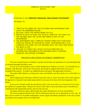 ATTACHED IS THE VERIFIED FINANCIAL DISCLOSURE STATEMENT Doc Template ...