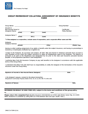 GROUP MEMBERSHIP COLLATERAL ASSIGNMENT OF INSURANCE BENEFITS Doc ...