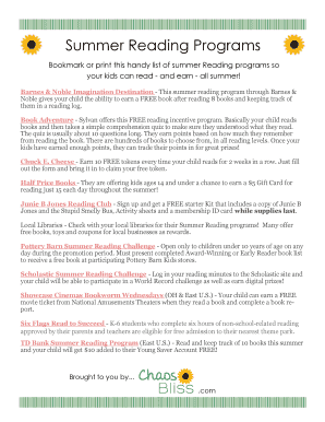 Fillable Online Summer Reading Programs Fax Email Print - pdfFiller