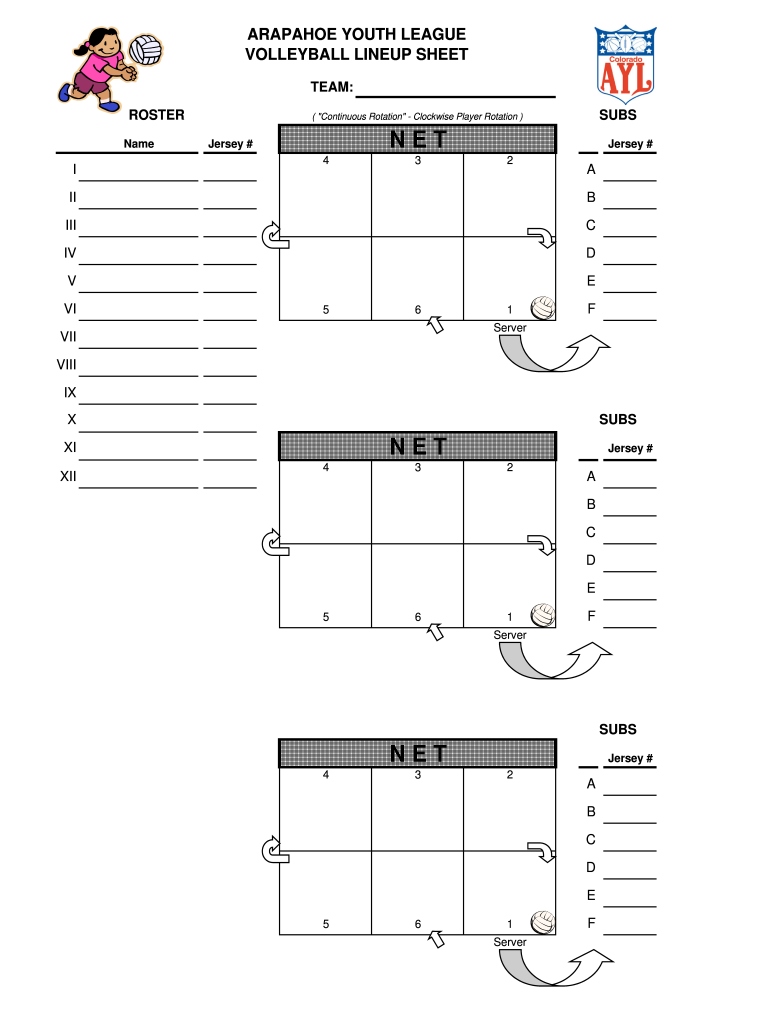Printable Volleyball Rotation Sheets Printable Word Searches