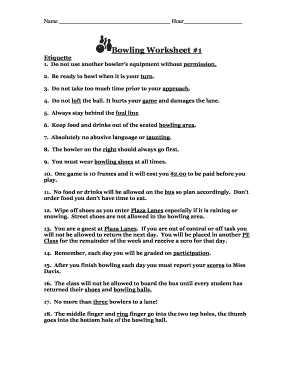 Fillable Online Bowling Worksheet #1 Fax Email Print - pdfFiller
