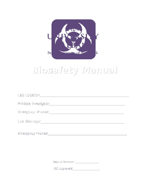 biosafety manual template Doc Template | pdfFiller
