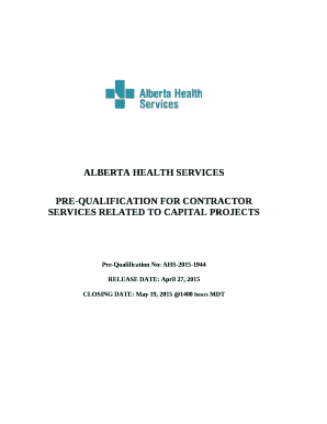 PRE-QUALIFICATION FOR CONTRACTOR SERVICES RELATED TO CAPITAL PROJECTS ...