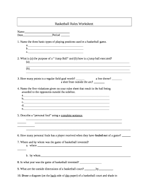 Basketball Rules Worksheet Doc Template | pdfFiller