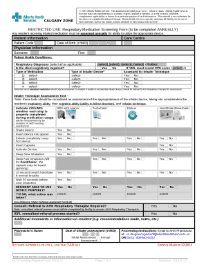 RESTRICTED USE: Respiratory Medication Screening (to be completed ...