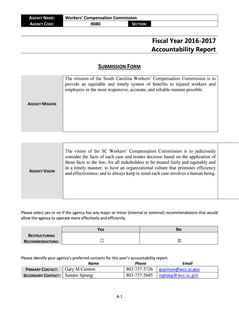 Fillable Online The mission of the South Carolina Workers Compensation ...