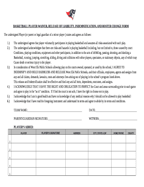 BASKETBALL PLAYER WAIVER, RELEASE OF LIABILITY, INDEMNIFICATION, AND ...
