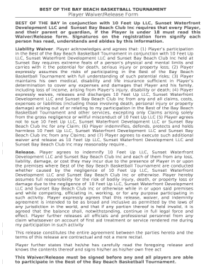 Player Waiver/Release template Doc Template | pdfFiller