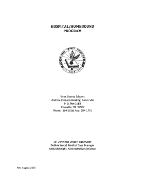 Fillable Online HOSPITAL/HOMEBOUND Fax Email Print - pdfFiller