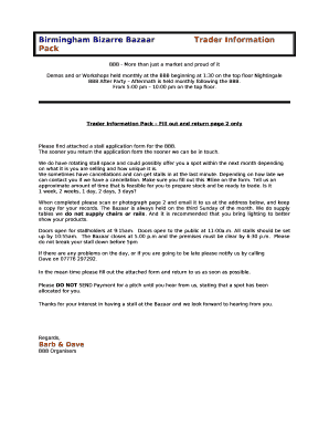 Birmingham Bizarre BazaarTrader Ination Pack template Doc Template ...