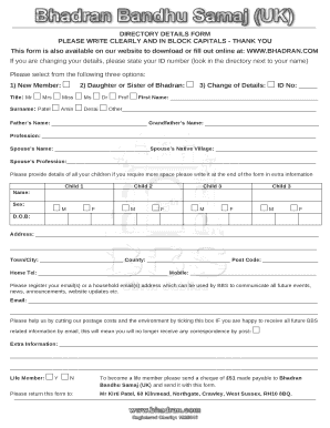 DIRECTORY DETAILS Doc Template | pdfFiller