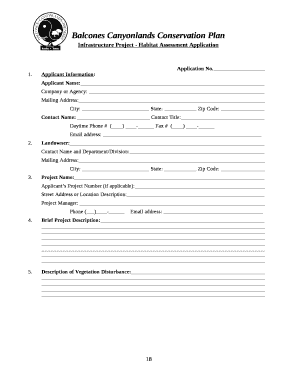 Infrastructure Project - Habitat Assessment Application Doc Template | pdfFiller