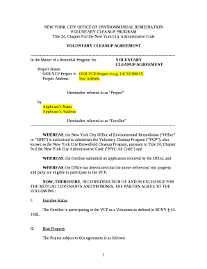 VOLUNTARY CLEANUP AGREEMENT template Doc Template | pdfFiller