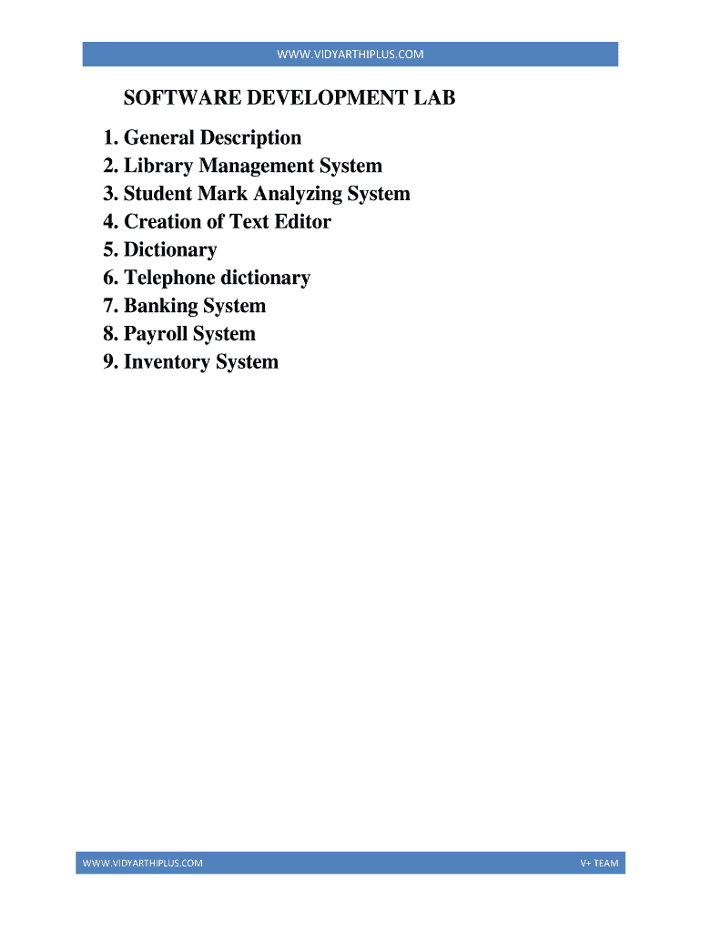 Fillable Online SOFTWARE DEVELOPMENT LAB Fax Email Print - pdfFiller