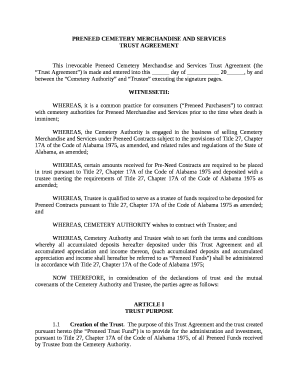 This irrevocable Preneed Cemetery Merchandise and Services Trust ...