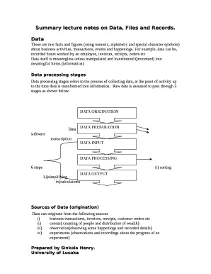 Summary lecture notes on Data, Files and Records template Doc Template ...