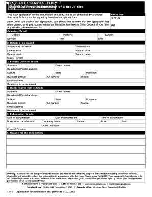 This is an application for the exhumation of a body template Doc ...
