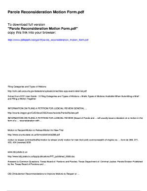 Fillable Online Parole Reconsideration Motion Form Fax Email Print - pdfFiller