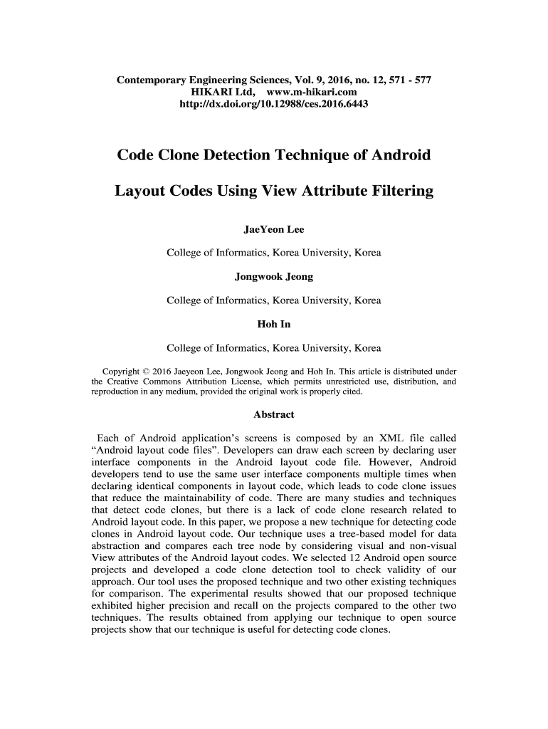 Fillable Online Code Clone Detection Technique of Android Fax Email ...