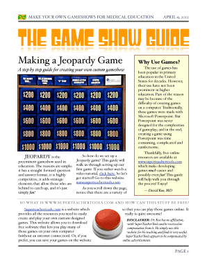 Fillable Online MAKE YOUR OWN GAMESHOWS FOR MEDICAL EDUCATION Fax Email ...