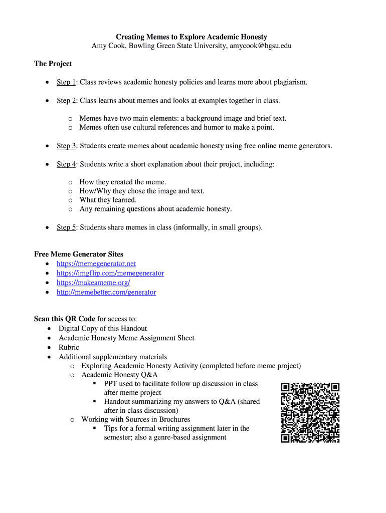 Fillable Online Creating Memes to Explore Academic Honesty Fax Email ...