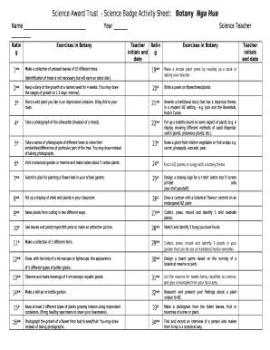 Science Award Trust- Science Badge Activity Sheet:BotanyNga Hua Doc ...