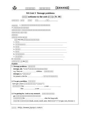 9A Unit 3Teenage problems template Doc Template | pdfFiller