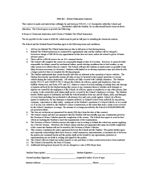 FDS-KC - Driver Education Contract template Doc Template | pdfFiller