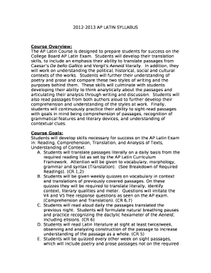 The AP Latin Course is designed to prepare students for success on the ...