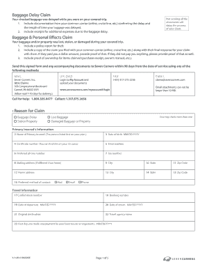 Fillable Online Baggage Delay Claim Fax Email Print - pdfFiller